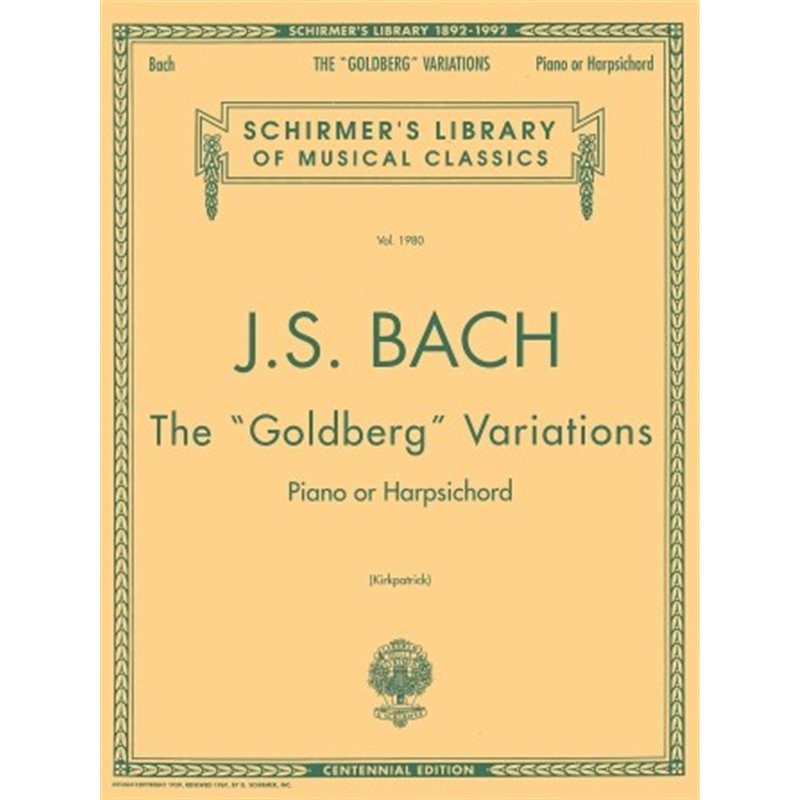 PARTITURA. BACH: GOLDBERG VARIATIONS. SCHIRMER LIBRARY OF CLASSICS ...